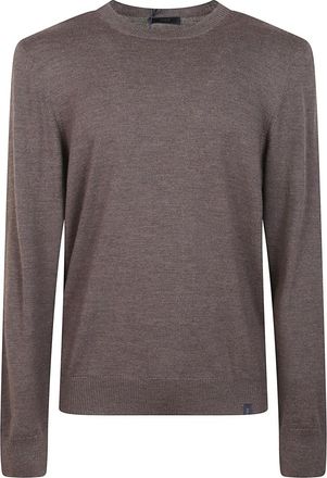 Fay Homme, Pulls, Brun, Taille: XL Pull en Laine Bleue avec Logo Iconique