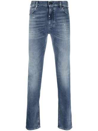 Emporio Armani jean slim &agrave; effet d&eacute;lav&eacute; - Bleu