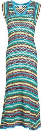 8 by YOOX COTTON BLEND OPEN WORK LONG DRESS