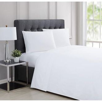 Charisma Baumwollsatin, Fadenzahl 310, klassisch gepunktet strapazierf&auml;hig California King Sheets Bright White