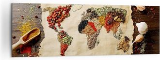 Arttor Panorama Bilder auf Leinwand 160x50cm Leinwandbild Welt Karte Gewürze Farben Groß XXL Wanddeko Bild Schlafzimmer Wandbilder Dekoration Wohnzimmer Wall