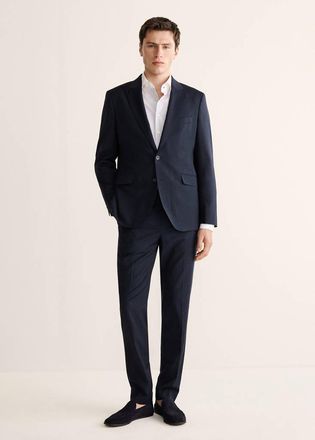 Mango Pantalon de costume Venise 100 % laine bleu marine - Homme - 40 - MANGO MAN