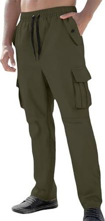 Generic Pantalon cargo &agrave; coupe droite pour homme avec poches utilitaires pour un usage quotidien et les voyages avec cordon de serrage &agrave; la taille, pantalon d