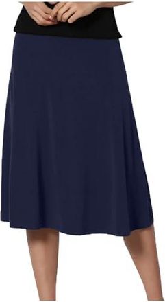 Generic Jupe Taille Haute Femme Sexy, UPE Mi-Longues-Jean Grande Taille Femme Couleur Pure Classique Skirts Basique &eacute;T&eacute; De Mode Midi Longueur Genou Dress Poly