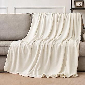Miulee Couverture Plaid Flanelle Polaire Velvet Peluche Moelleuse Réversible Dou Sofa Canapé Lit Microfibre Léger Souple Chaude Douce Bébé 230X270CM Beige
