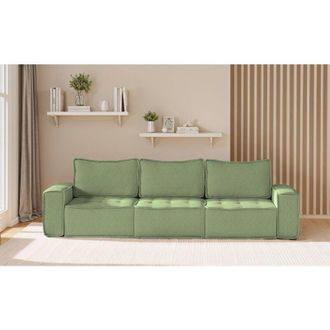 Fun Möbel Sofa Modulsofa 3-teilig sande 3-Sitzer Stoff Alpine Hellgrün