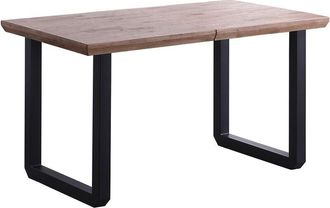 PEGANE Pegane - Table &agrave; manger rectangulaire extensible en bois coloris ch&ecirc;ne miel pieds noir - longueur 140-220 x profondeur 80 x hauteur 77 cm