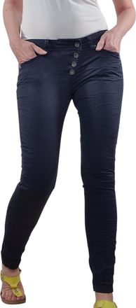 Buena Vista Malibu Damen Stretch Jeans| Denim Pants mit schr&auml;ger Knopfleiste (DE/NL/SE/PL, Alphanumerisch, M, Regular, Regular, Dark Blue)