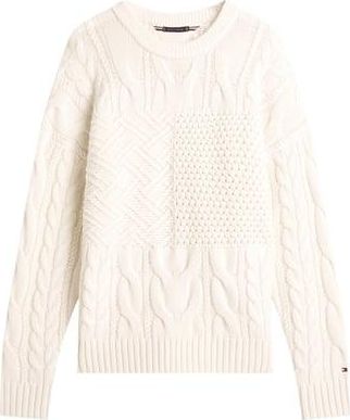 Tommy Hilfiger Pull motifs tricot&eacute;s en laine m&eacute;lang&eacute;e