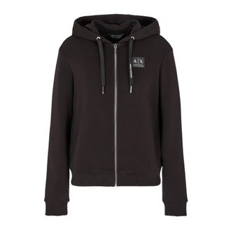 A|X Armani Exchange Femme, Sweatshirts et sweats &agrave; capuche, Noir, Taille: 38 FR Sweat &agrave; capuche zipp&eacute; avec &eacute;tiquette logo