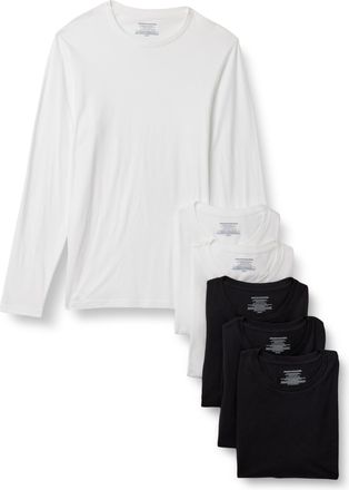 Amazon Essentials Herren Rundhals-Unterhemden aus Baumwolle, vielseitige Soft Basics, Schwarz/Wei&szlig;, XXL