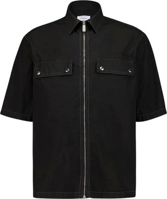 Off-white Homme, Chemises, Noir, Taille: M Chemise en Coton &agrave; Manches Courtes et Fermeture &Eacute;clair Arrow