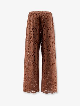 MC2 Saint Barth Womens Trousers Inez Sangallo Lace Brown Cotton