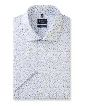 Olymp Luxor, Modern Fit, Kurzarmhemd mit floralem Allover-Print in