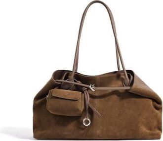 Generic JCVBN Grand sac &agrave; main dhiver en daim de vachette pour femme avec mini sac &agrave; main camel mat, camel