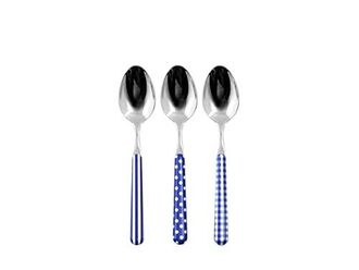 hOme Provence Lot de 6 cuillères à café en Acier Inoxydable, Motif Bleu