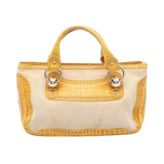 Celine Sac &agrave; main en toile enduite et cuir Pre-owned - Boogie Bag - Femme - Pre-owned - Beige - Taille: ONE Size
