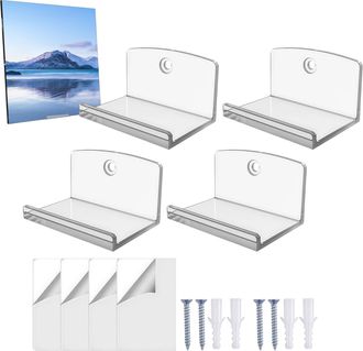Generic Wandplatten-Aufsteller: Kompaktes Acryl-Montage-Gestell, 4-teiliges Set, transparente Halterungen f&uuml;r Album-Regale, moderne Aufbewahrung, Dekoration f