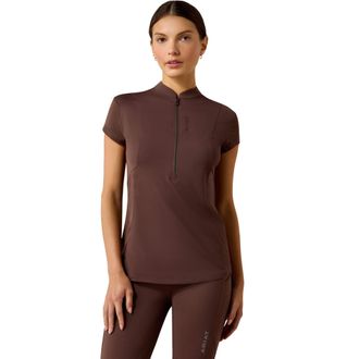 Ariat Womens Breathe 1/2 Zip Baselayer Top in Pommel Brown, Size 2X-Small, by Ariat