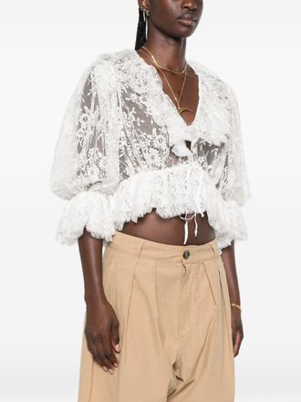Chlo&eacute; Embroidered Lace Blouse - White