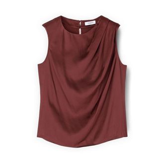 Motivi Satin-Oberteil mit asymmetrischem Draping - - Tops - Damen - Braun - XL
