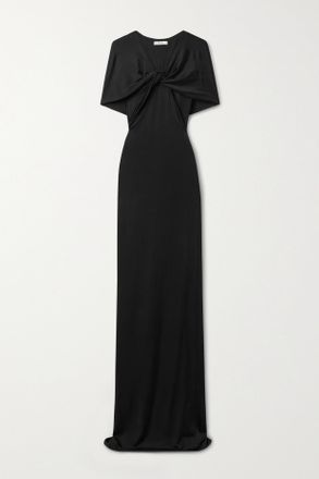 Et Ochs + Net Sustain Olive Robe Aus Stretch-jersey Mit Cape-effekt Und Twist-detail - Schwarz