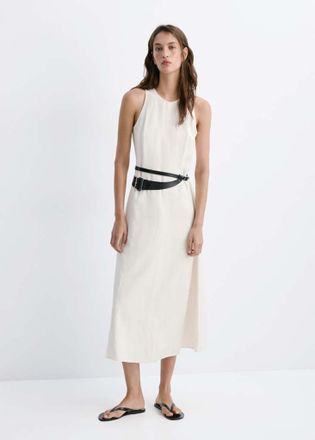 Mango Robe &eacute;vas&eacute;e d&eacute;tail coutures &eacute;cru - Femme - XXS - MANGO