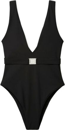 Tory Burch Femme, Maillots de bain, Noir, Taille: 40 FR Maillot de bain ceintur&eacute; avec logo