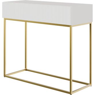 Selsey Selsey - veldio - Table console - 90 cm - blanc avec pieds dorés