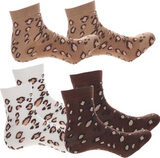 Valiclud Damen Socken 3 Paar Warme Leopardenmuster Socken Mittellang Gef&uuml;ttert Weiche Terry Baumwolle F&uuml;r Herbst Winter Freizeit