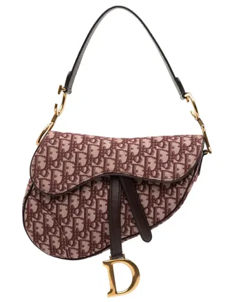 Dior sac porté épaule Saddle en toile Oblique (2018) - Rouge