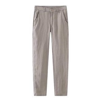 Generic Pantalon chino en lin pour homme, coupe droite, d&eacute;contract&eacute;, coupe r&eacute;guli&egrave;re, pantalon habill&eacute;, pantalon de plage, taille &eacute;lastique, pantalon de surv&ecirc;