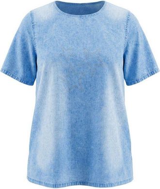 Angel Of Style Druckbluse Blusenshirt oversized Jeanslook Glitzersterne