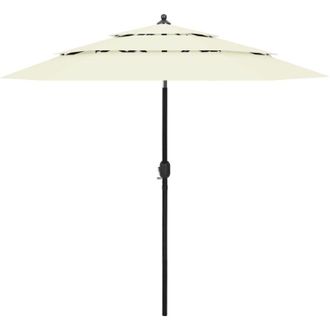 vidaXL Parasol de jardin &agrave; 3 niveaux avec m&acirc;t en aluminium sable 2,5 m vidaXL