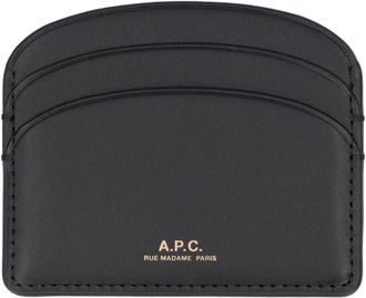 A.P.C. Womens Lune Leather Card Holder Black Cotton Wallets & Purses
