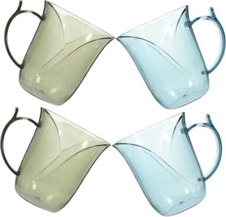 Valiclud 4 Stück Wiederverwendbare Zahnbürstenbecher Transparent mit Zahnpasta Mundspülfunktion Langlebige Badezimmer Becher in Blau und Grün Multifunktionale 