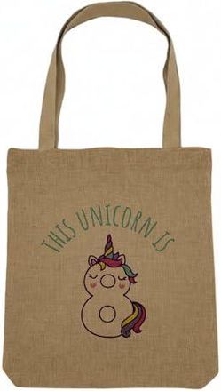Fabulous Sac Shopping Tote Bag Aspect Lin - This Unicorn is 8 Celebration Birthday Party Gift Magical Fantasy - Sac de Courses Toile Epaisse 360g Beige Naturel