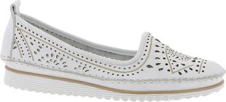 Andrea Conti Damen Slipper Leder Florale Cutouts Keilabsatz mit Streifen 0021712, Größe:41 EU, Farbe:Weiß