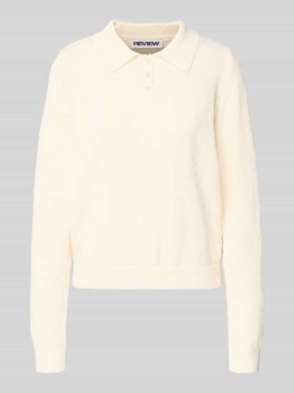 Review Lang&auml;rmliger Polo-Strickpullover aus Boucl&eacute;-Garn