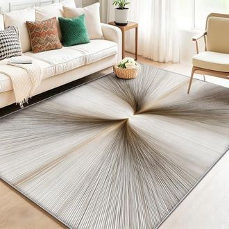 Generic Or Tapis Salon Petit Tapis, 120 x 170 cm Paillasson Interieur Entree Antid&eacute;rapant, Minimaliste M&eacute;tallique Ray&eacute; Courbe Decoration Maison Grand Carpet p
