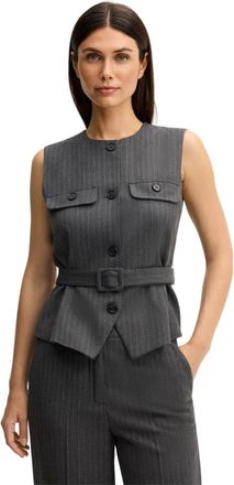 Joop Gilet &agrave; fines rayures avec ceinture - Femme - Vestes - Gris - Taille: 40 FR