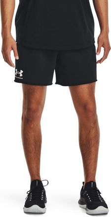 Under Armour Herren Rival Terry 6in Short, warme & weiche Sporthose, schweißabweisende & schnelltrocknende Laufshorts mit Zugkordel,Black / / Onyx White,XXL