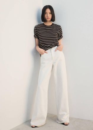 Mango T-shirt coton &agrave; rayures marron - Femme - S - MANGO