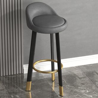 Generic Ergonomischer 61 cm Barhocker mit Fu&szlig;- und R&uuml;ckenlehne - Moderner Esszimmerstuhl aus PU-Leder f&uuml;r K&uuml;che, Caf&eacute;, Kneipe - Design aus orangefarbenem Holz