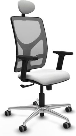 Piqueras y Crespo Basic-B&uuml;rostuhl mit 2D-Armlehnen, h&ouml;henverstellbarer Lendenwirbelst&uuml;tze und festem Kopfteil, ausgestattet mit 3 Positionen und Schneidschaum, Grau/Wei