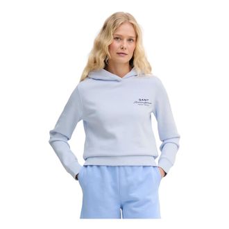 GANT Femme, Sweatshirts et sweats &agrave; capuche, Bleu, Taille: 38 FR Sweat &agrave; capuche imprim&eacute; graphique