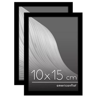 Americanflat 10x15 cm Bilderrahmen Set aus Kunststoff (2er Pack) - schmaler Fotorahmen mit bruchsicherer Scheibe - inklusive Ständer und integrierter Aufhängung fü