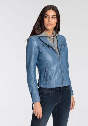 Mauritius Lederjacke NOLA Two-in-One Style - mit abnehmbarer Jersey-Kapuze