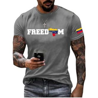 Generic T-shirt imprim&eacute; Freedom We Stand with Venezuela Fdt Tee Shirt pour homme, gris, 3XL