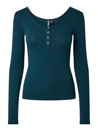 Pieces Pckitte Ls Top Noos Bc Femme T-shirt &agrave; manches longues, Reflecting Pond, XL